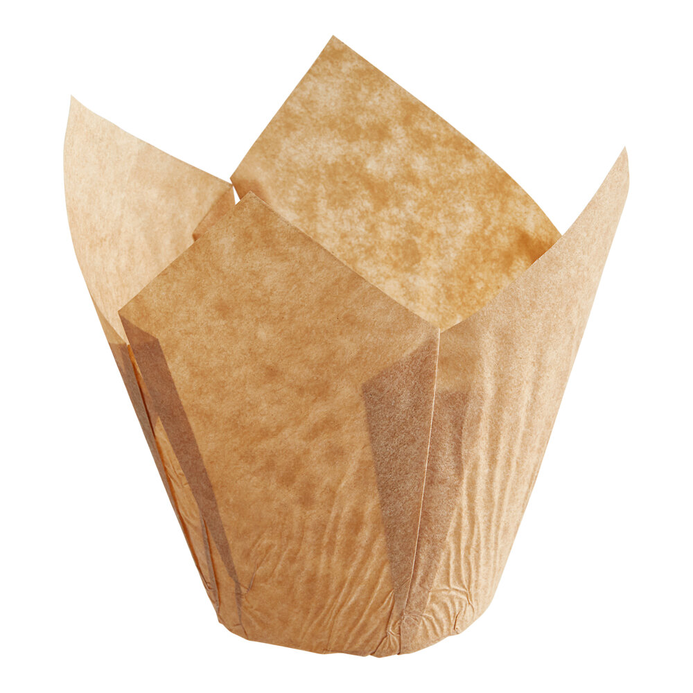 Baker's Lane 2" x 3 3/4" Unbleached Natural Kraft Large Tulip Baking ...