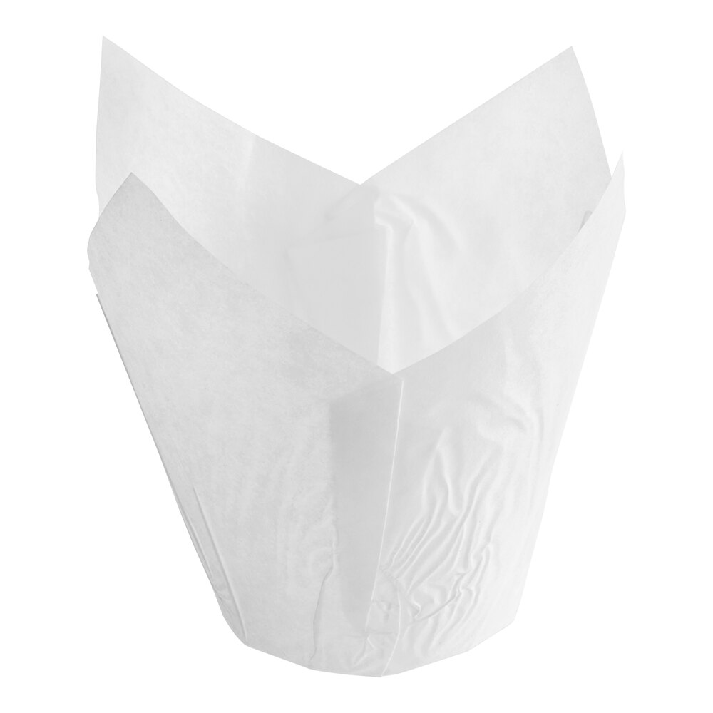 Baker's Lane 2" x 3 3/4" White Large Tulip Baking Cup - 100/Pack