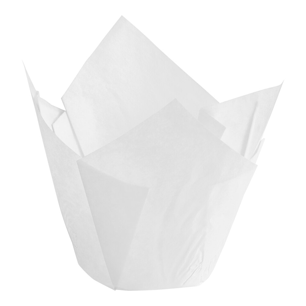 Baker's Lane 2" x 3" White Small Tulip Baking Cup - 125/Pack