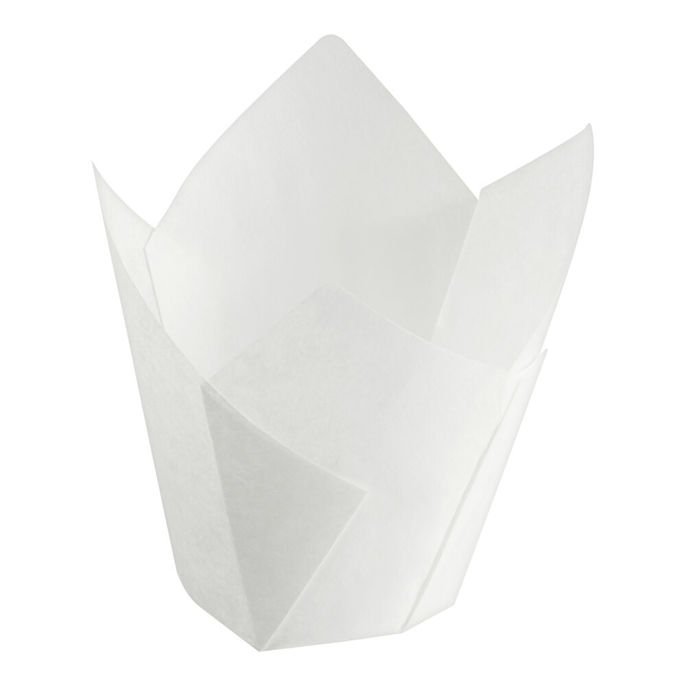 Baker's Lane 1 3/8" x 2 1/4" White Mini Tulip Baking Cup - 200/Pack