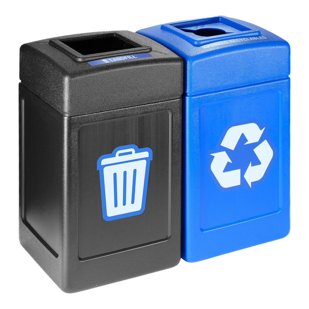 Commercial Zone Polytec 74631299 84 Gallon 2-Stream Polyethylene Square ...