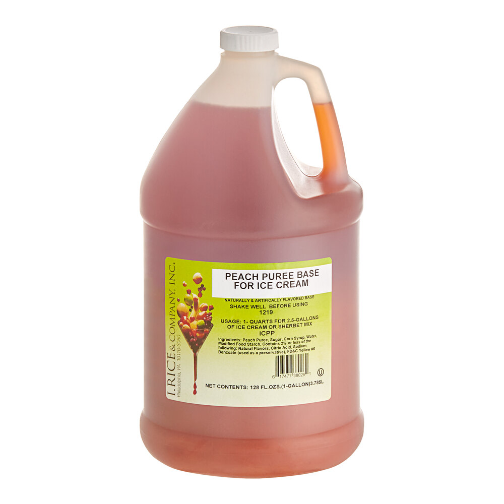 I. Rice Peach Hard Serve Ice Cream Puree 1 Gallon