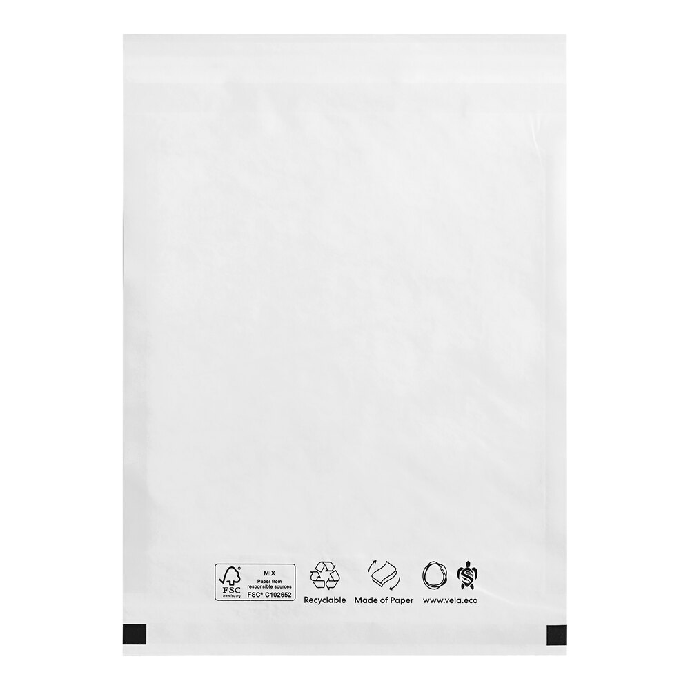 Vela 8" x 9 3/4" White Customizable Paper Layflat Shipping Bag - S ...