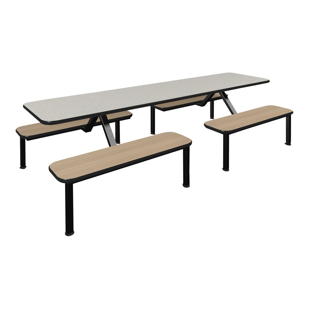 Plymold 24" x 96" White Table Top with Beige Seating