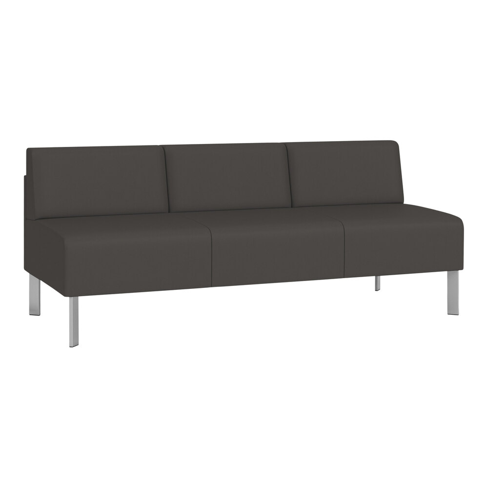 Lesro Luxe Lounge Series Patriot Plus Charcoal Vinyl 3-Seat Sofa with ...