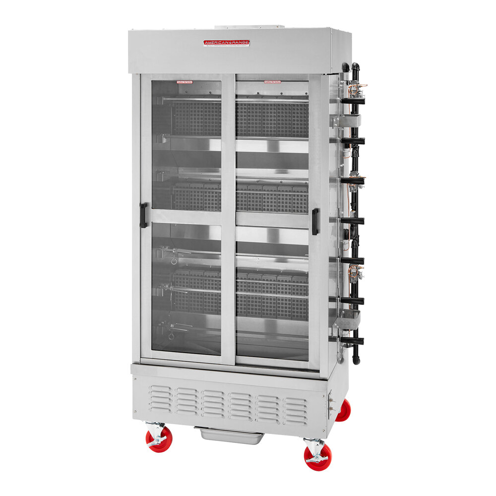 American Range ACB-7 Natural Gas Rotisserie with 7 Spits and Casters ...