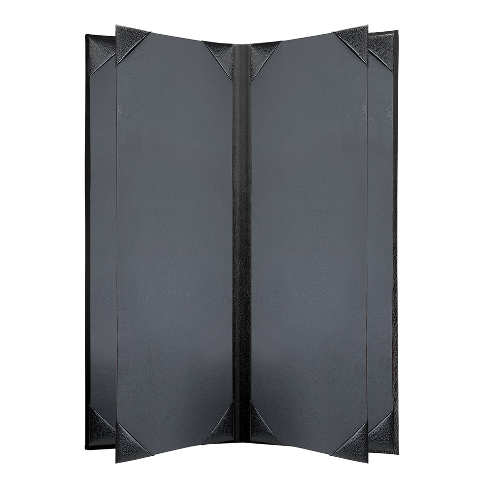 H. Risch, Inc. Oakmont 4 1/4" x 11" Black 6-Panel Menu Cover with Album ...