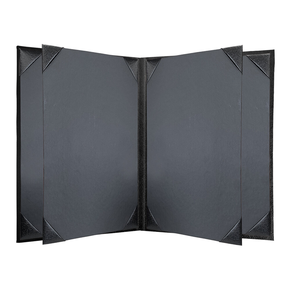 H. Risch, Inc. Oakmont 5 1/2" x 8 1/2" Black 6-Panel Menu Cover with ...