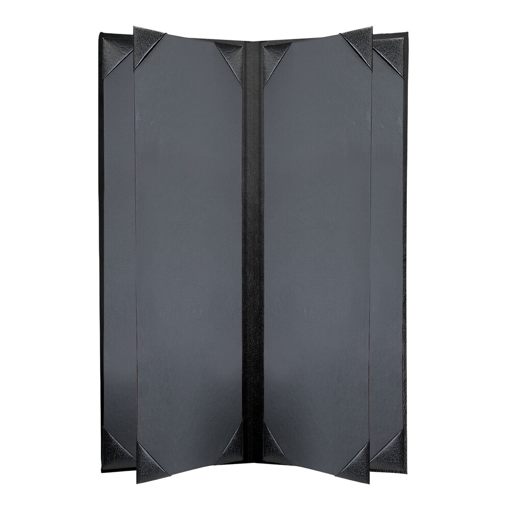 H. Risch, Inc. Oakmont 4 1/4" x 14" Black 6-Panel Menu Cover with Album ...