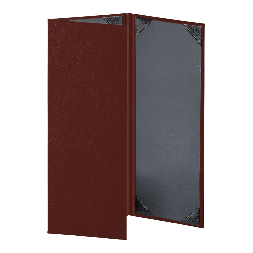 H. Risch, Inc. Oakmont 4 1/4" x 11" Wine 3-Panel Menu Cover with Album ...