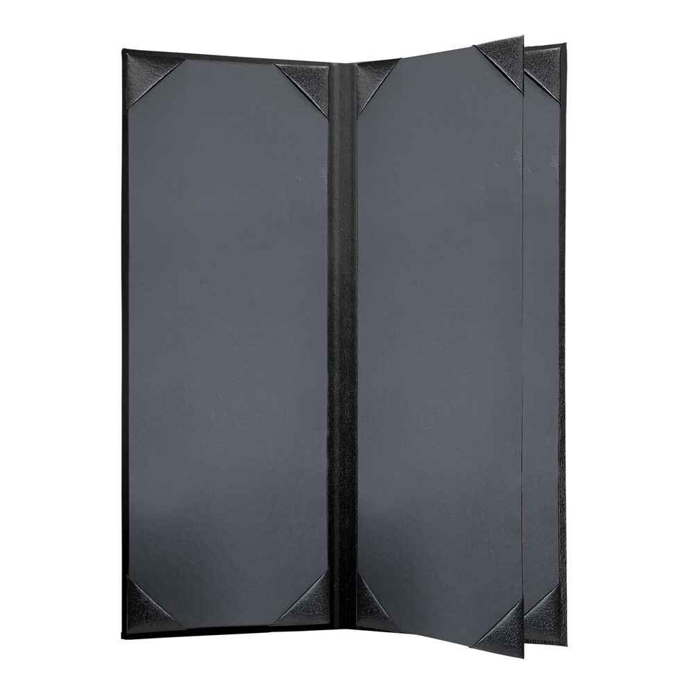 H. Risch, Inc. Oakmont 4 1/4" x 11" Black 4-Panel Menu Cover with Album ...