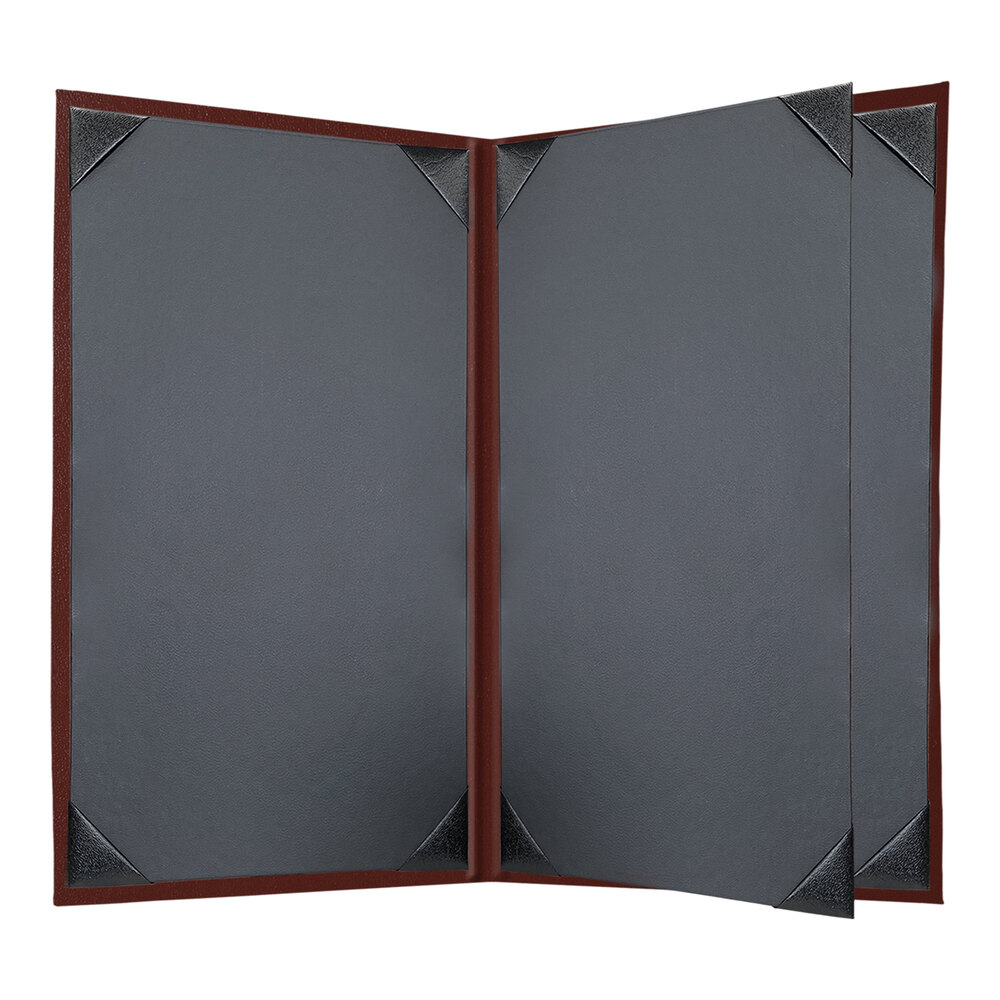 H. Risch, Inc. Oakmont 8 1/2" x 14" Wine 4-Panel Menu Cover with Album ...