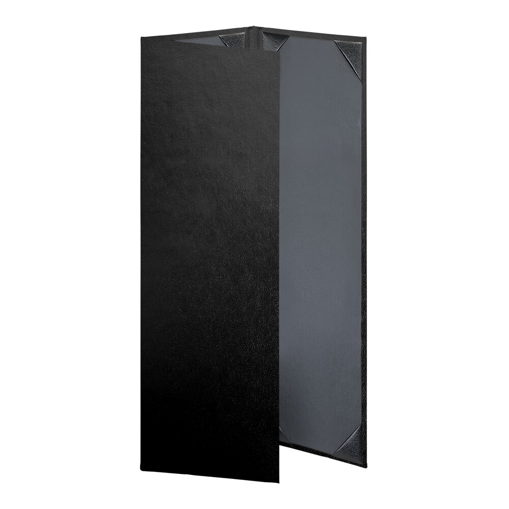 H. Risch, Inc. Oakmont 4 1/4" x 14" Black 3-Panel Menu Cover with Album ...
