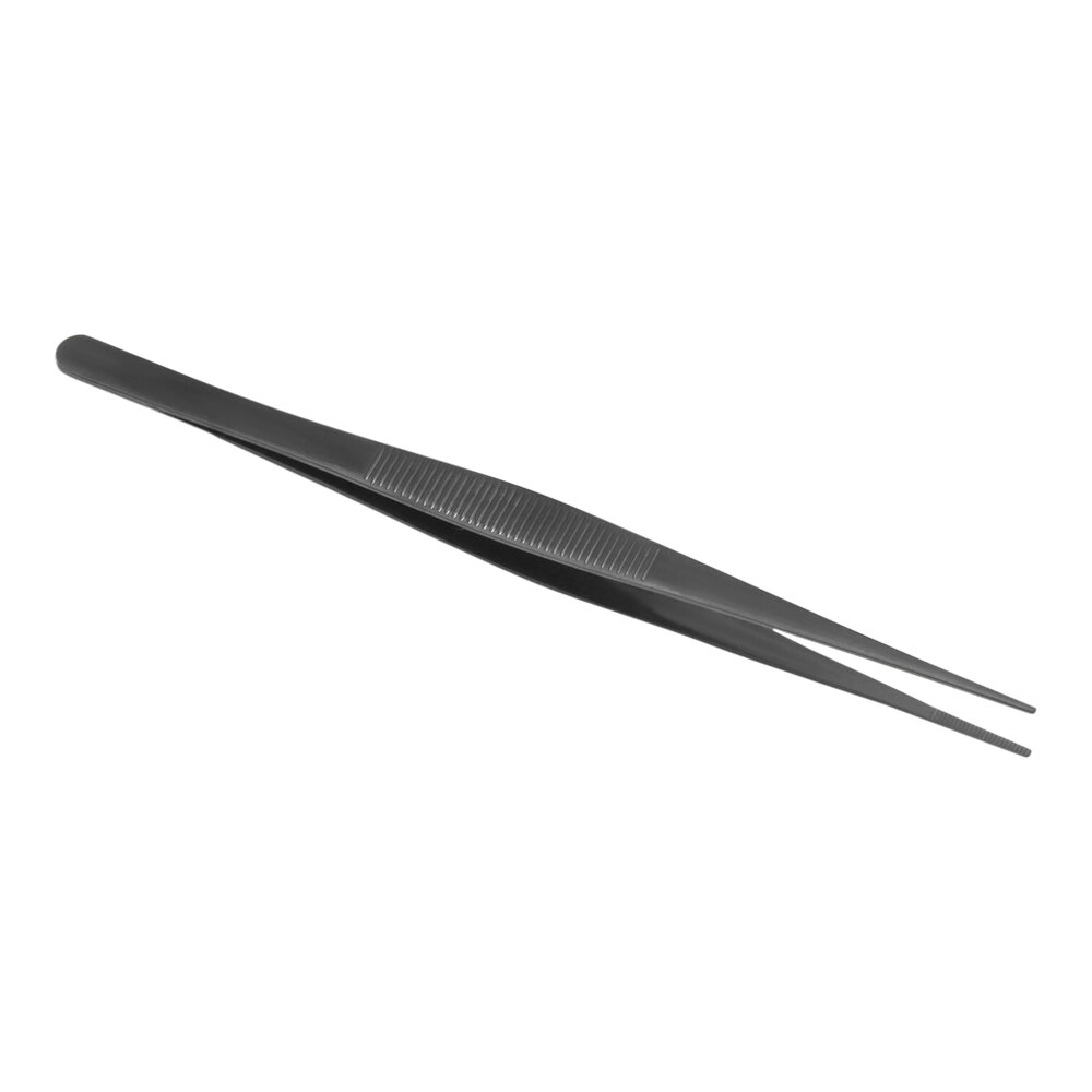 American Metalcraft 6 1/4" Black Bar Tweezers TWSB6