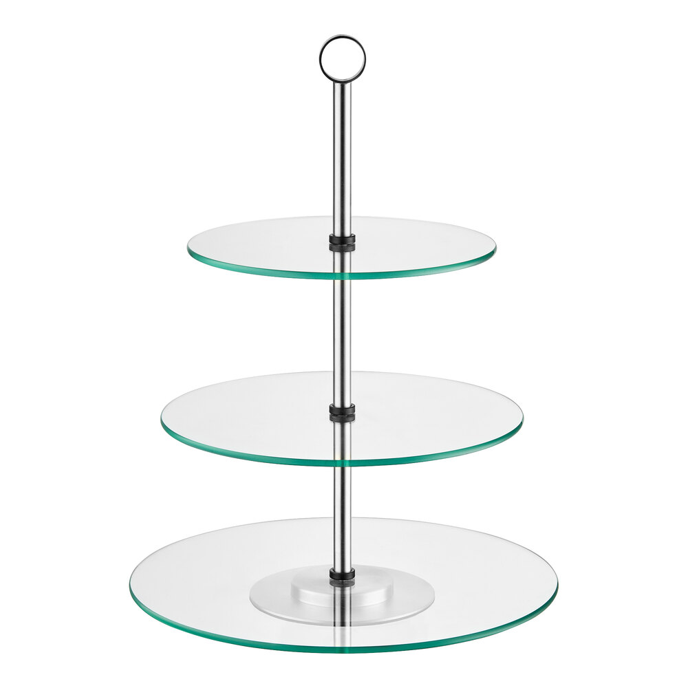 Acopa 3-Tier Glass / Stainless Steel Display Stand