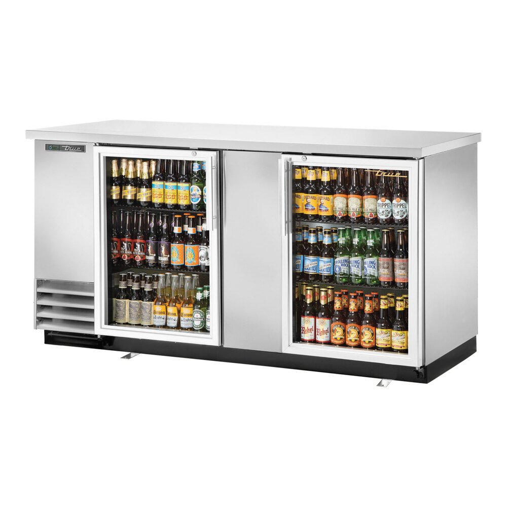 True TBB-3G-S-HC-LD 69 1/8" Stainless Steel Glass Door Back Bar ...