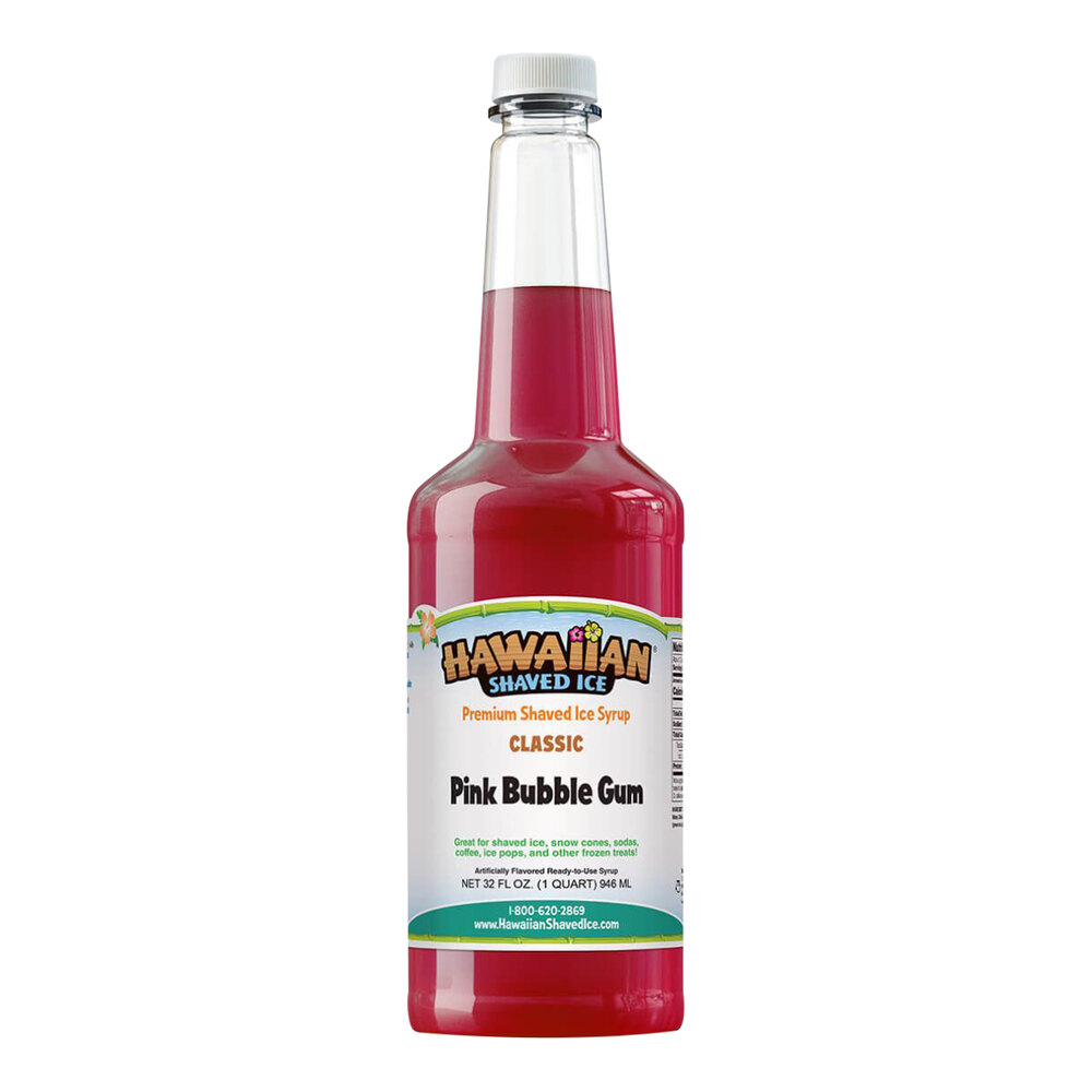 Hawaiian Shaved Ice Pink Bubble Gum Snow Cone Syrup 32 fl. oz.
