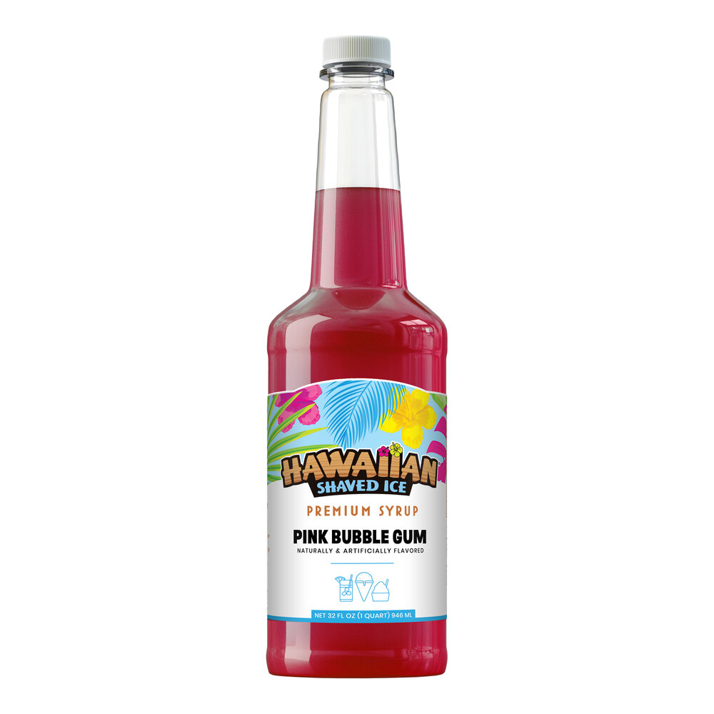 Hawaiian Shaved Ice Pink Bubble Gum Snow Cone Syrup 32 fl. oz.