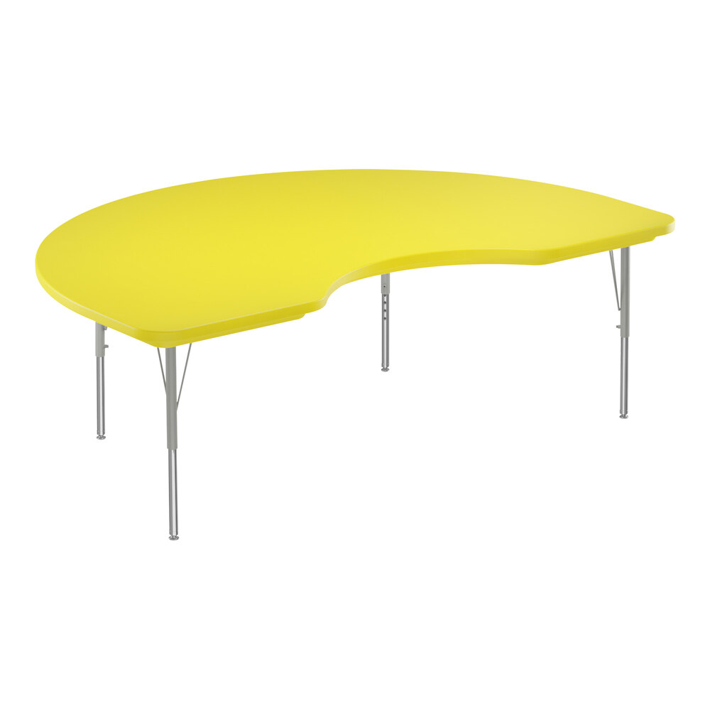 Correll 48" x 72" Kidney Yellow 19"-29" Adjustable Height Blow-Molded ...