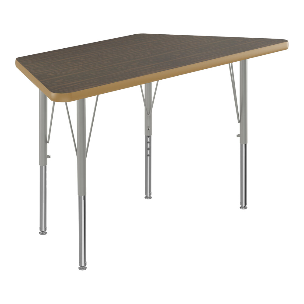 Correll Deluxe 24" x 48" Trapezoid Walnut 19"-29" Adjustable Height ...