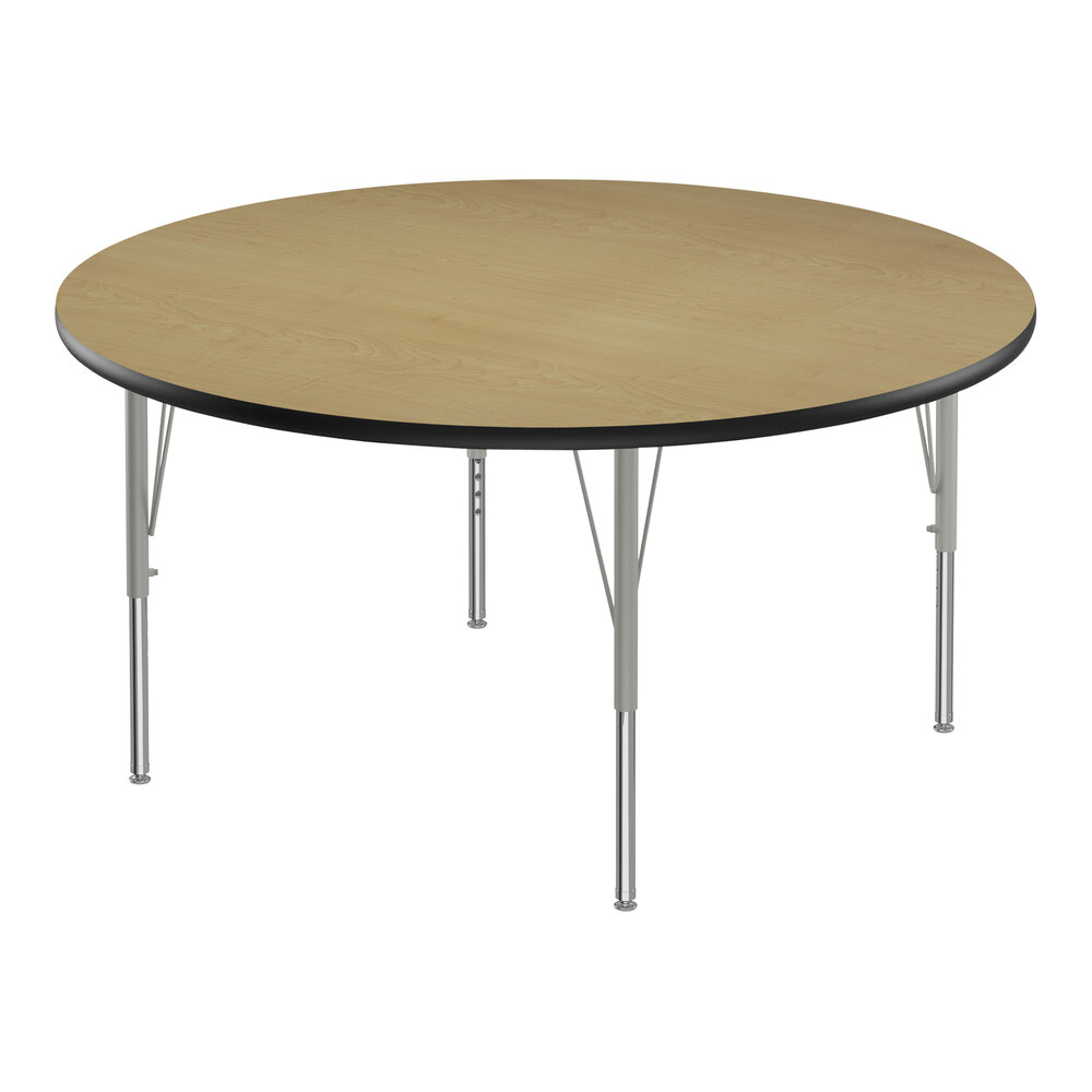 Correll Deluxe 60" Round Fusion Maple 19"-29" Adjustable Height High ...