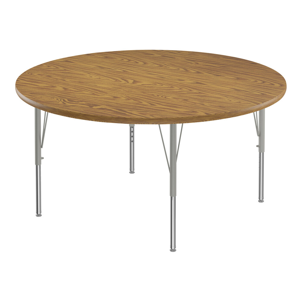 Correll Deluxe 48" Round Medium Oak 19"-29" Adjustable Height High ...