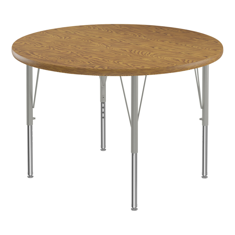 Correll Deluxe 36" Round Medium Oak 19"-29" Adjustable Height High ...