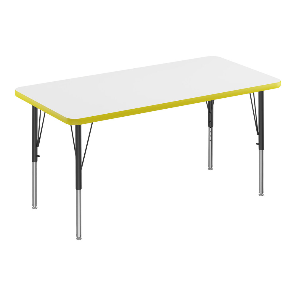 Correll 24" x 60" Rectangular White 19"-29" Adjustable Height High-Pressure Dry Erase Board Top ...