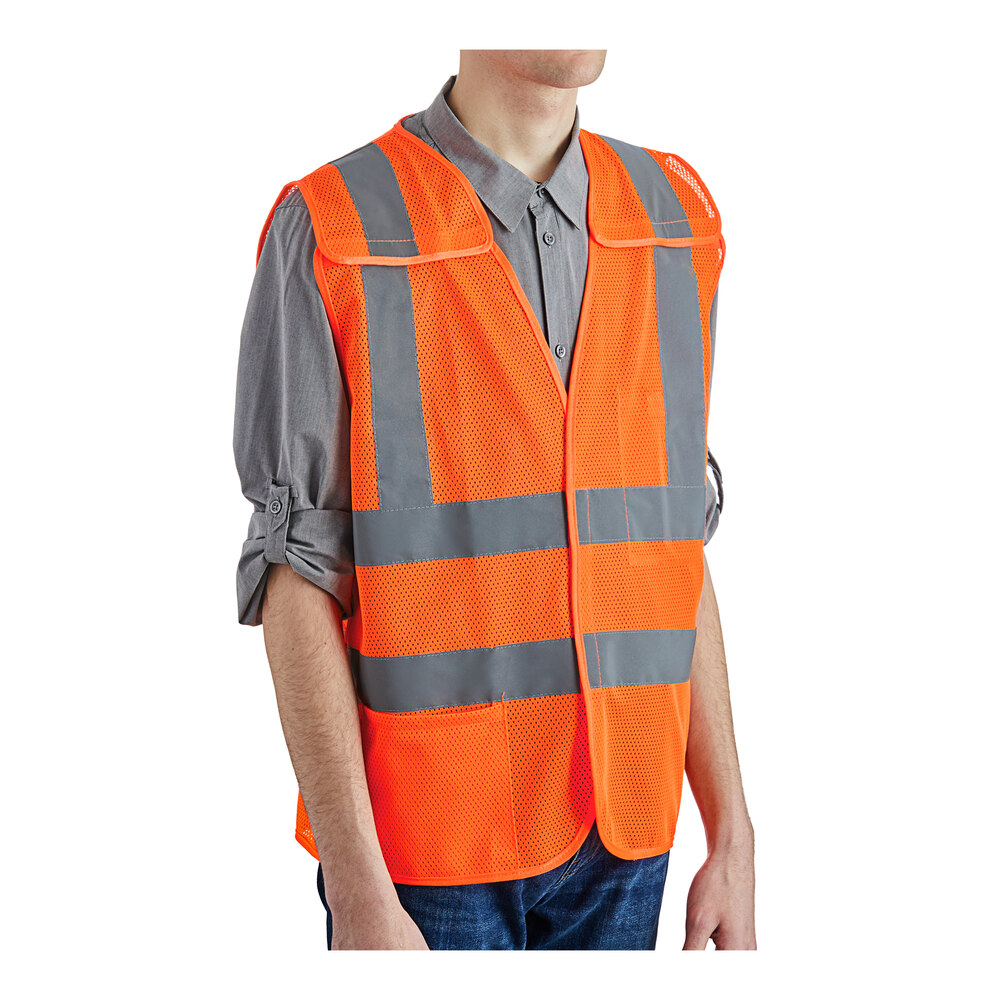 Lavex Class 2 Orange High Visibility 5-Point Breakaway Safety Vest with ...