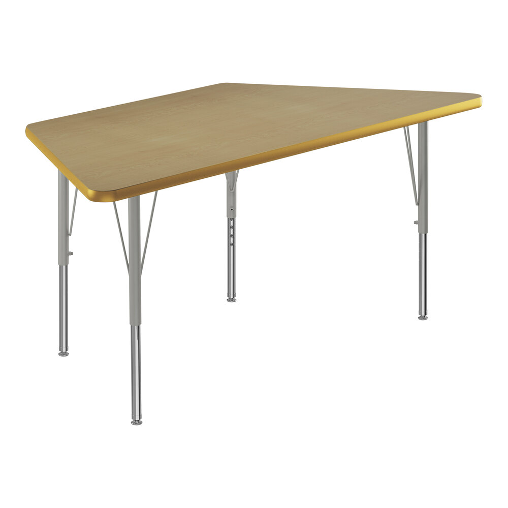 Correll Deluxe 30" x 60" Trapezoid Fusion Maple 19"-29" Adjustable ...