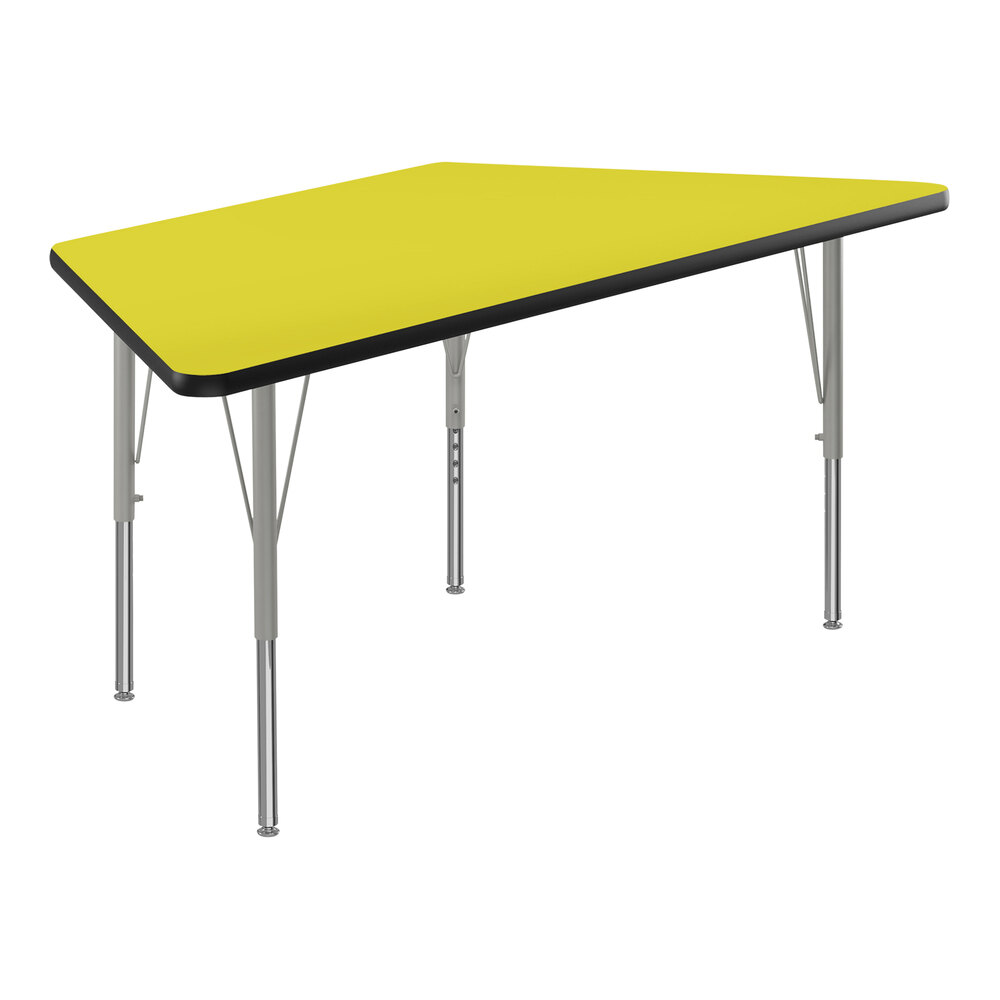 Correll Deluxe 30" x 60" Trapezoid Yellow 19"-29" Adjustable Height ...