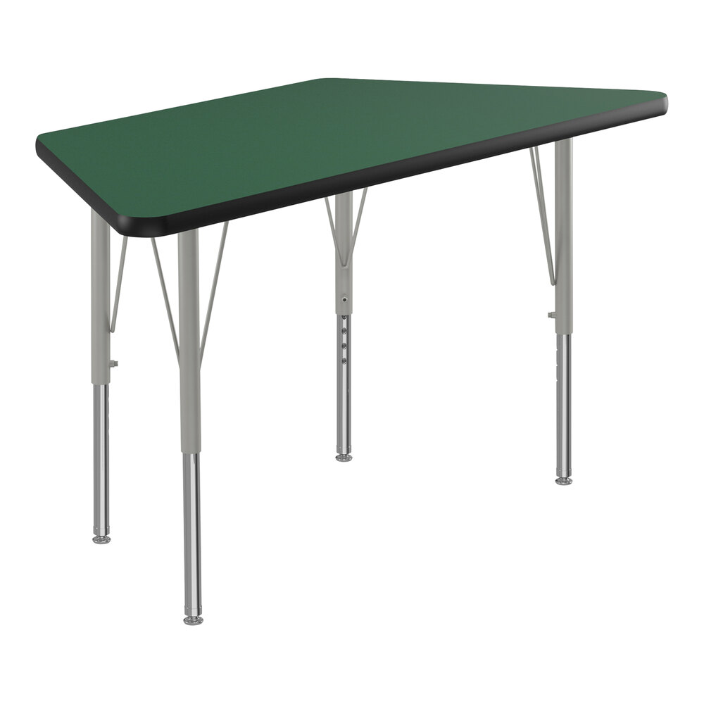 Correll Deluxe 24" x 48" Trapezoid Green 19"-29" Adjustable Height High ...