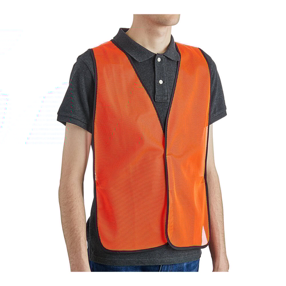Lavex 25" x 18" Orange High Visibility General Purpose Safety Vest with ...