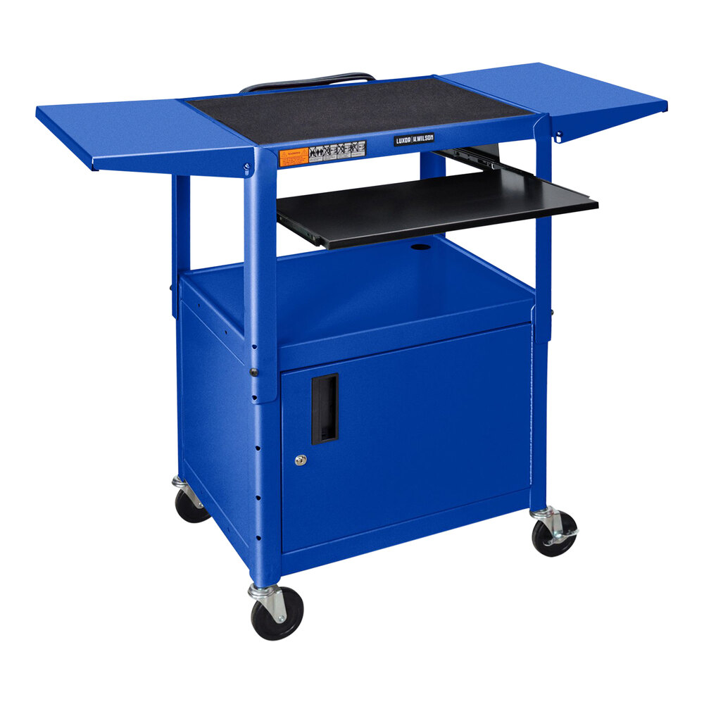 Luxor 18" x 24" x 24"-42" Blue Steel Adjustable-Height Powered Mobile ...