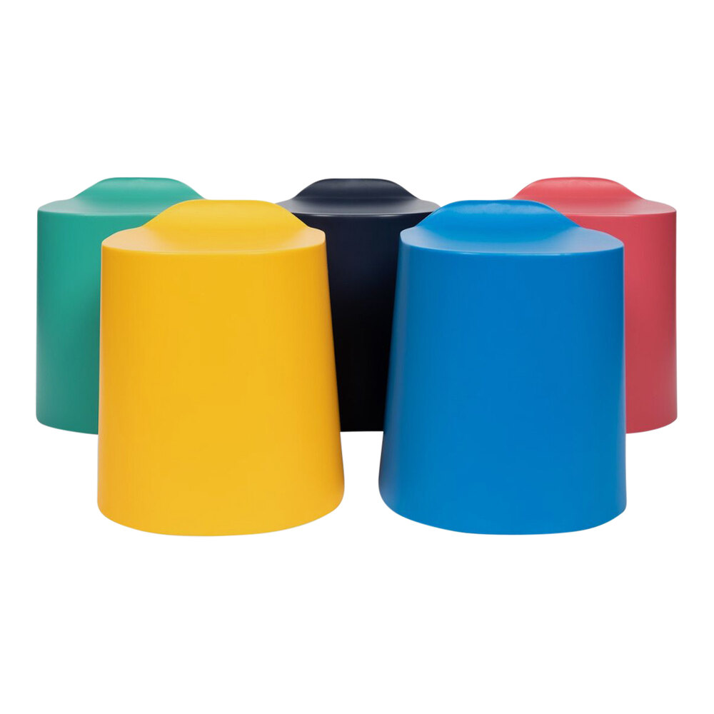 Luxor TailFin 16 3/4" Assorted Colors Plastic Stackable Stool Set - 5/Set