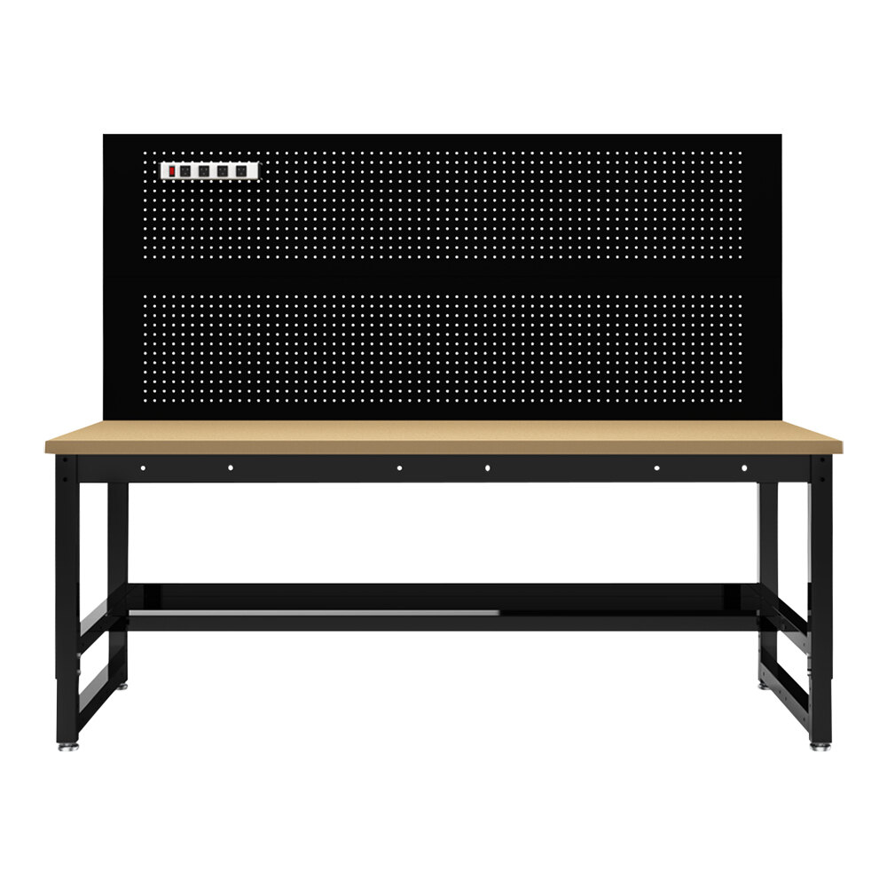 Luxor 31" x 70 3/4" Steel Adjustable-Height Mobile Industrial Workbench ...