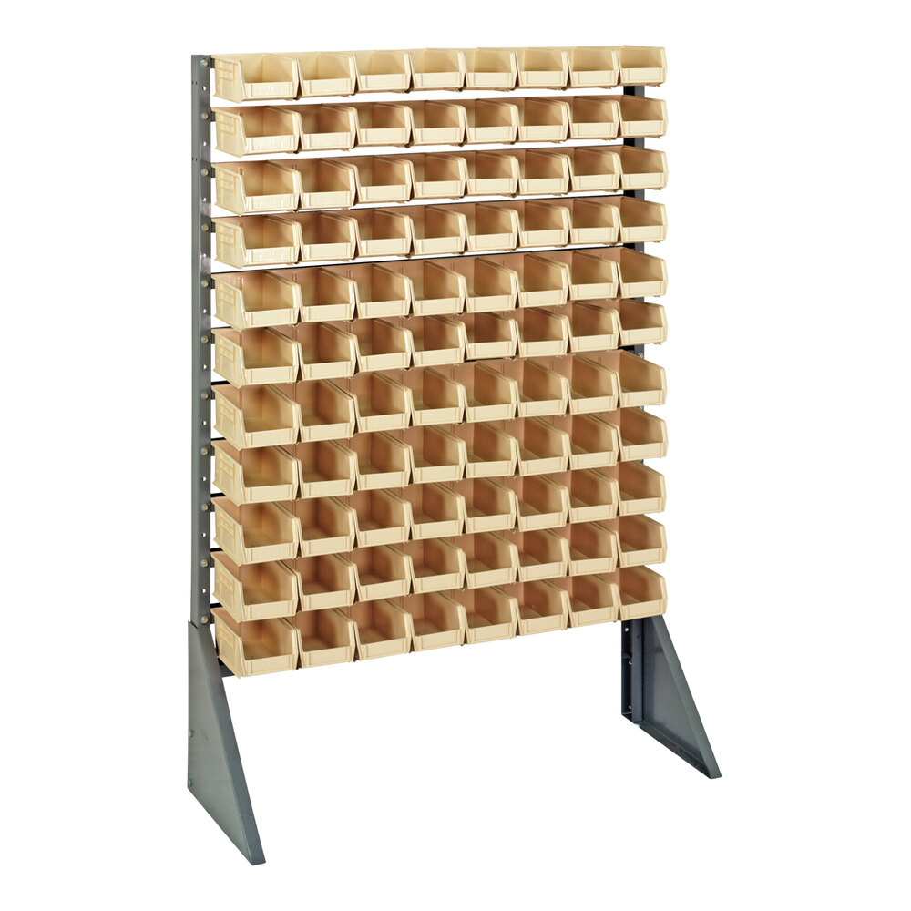 Quantum 36" x 15" x 53" Gray Steel Rail Rack with (96) 7 3/8" x 4 1/8 ...