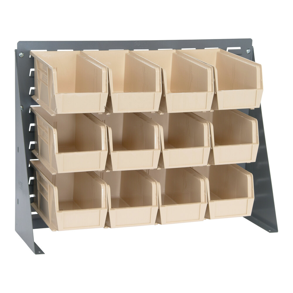 Quantum 27 3/4" x 8" x 21" Gray Steel Bench Rack with (12) 10 7/8" x 5 ...