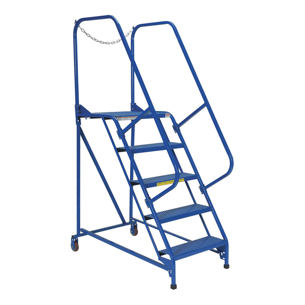 Vestil 24" x 21" x 50" Blue 5-Step Steel Maintenance Ladder with ...