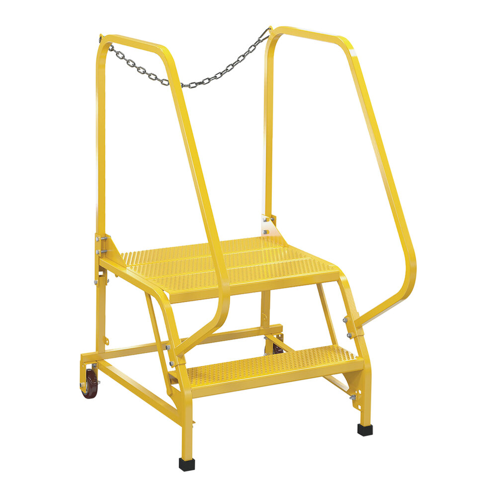 Vestil 24" x 21" x 20" Yellow 2-Step Steel Maintenance Ladder with ...
