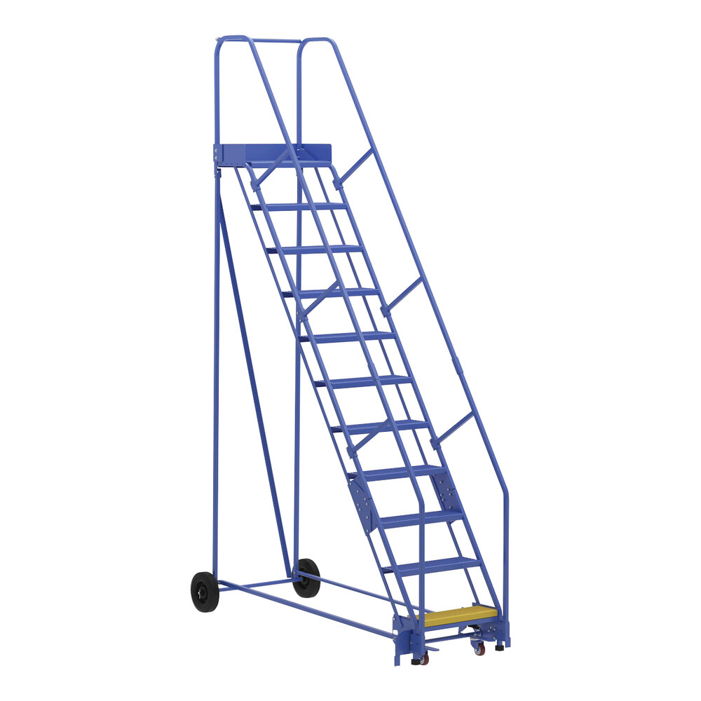 Vestil 11-Step Steel Rolling Warehouse Ladder with 23 9/16" Wide ...