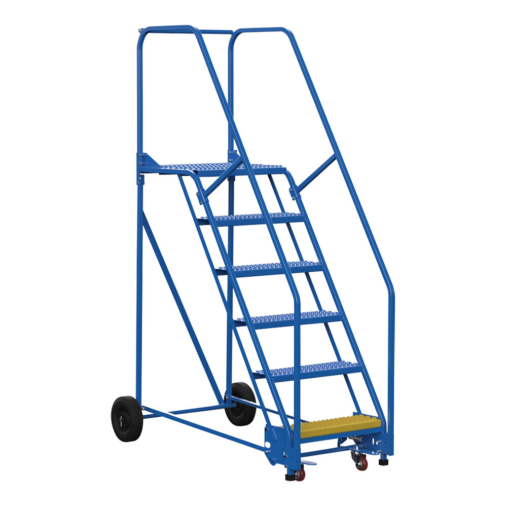 Vestil 6-Step Steel Rolling Warehouse Ladder with 23 9/16" Wide Grip ...