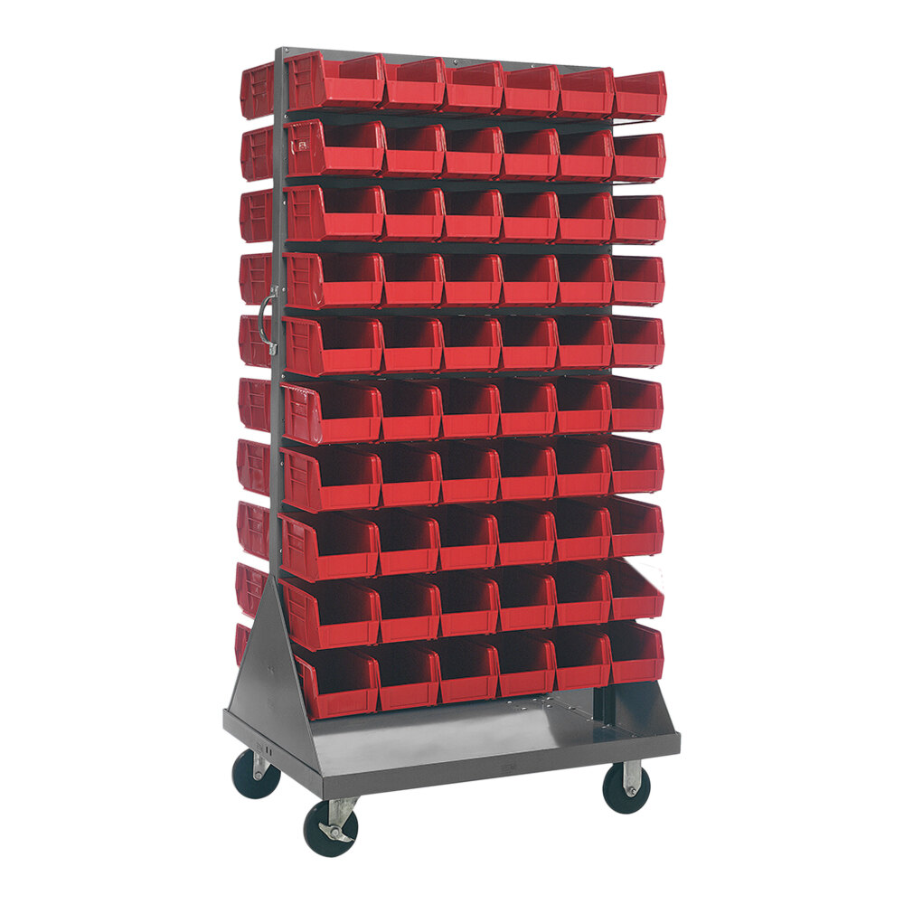 Quantum 36" x 25" x 72" Gray Steel Mobile Double-Sided Louvered Rack ...