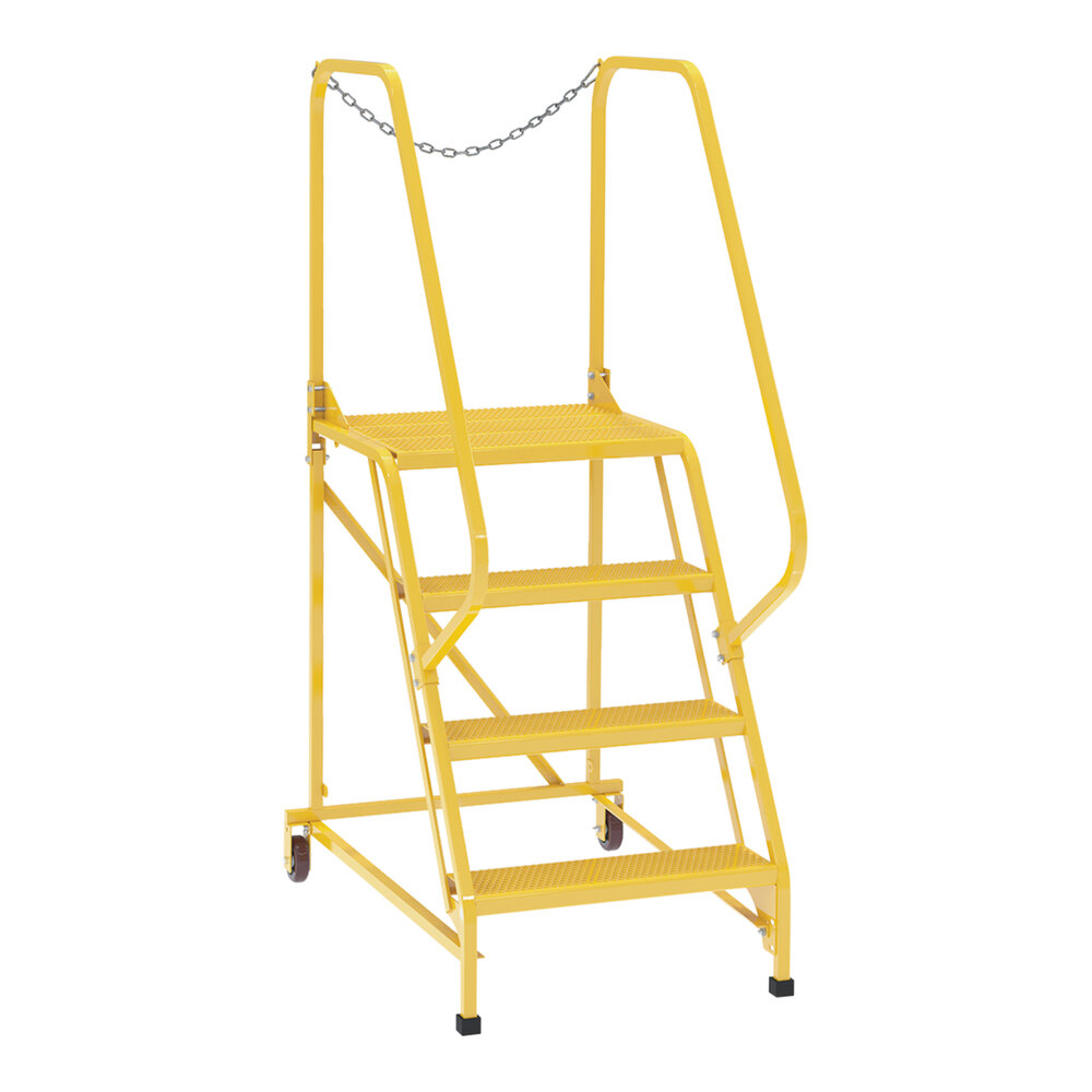 Vestil 24" x 21" x 40" Yellow 4-Step Steel Maintenance Ladder with ...