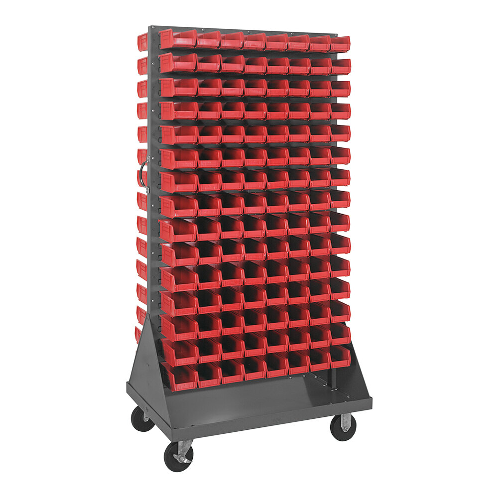 Quantum 36" x 25" x 72" Gray Steel Mobile Double-Sided Louvered Rack ...