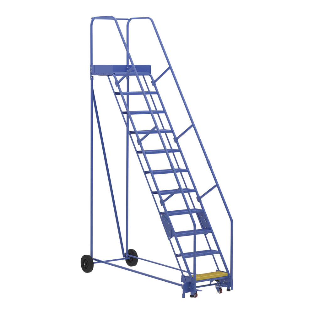 Vestil 11-Step Steel Rolling Warehouse Ladder with 23 9/16" Wide ...