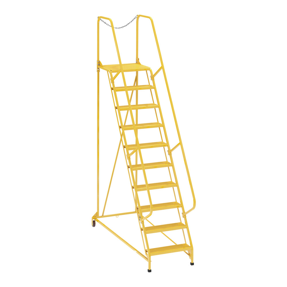 Vestil 24" x 21" x 100" Yellow 10-Step Steel Maintenance Ladder with ...