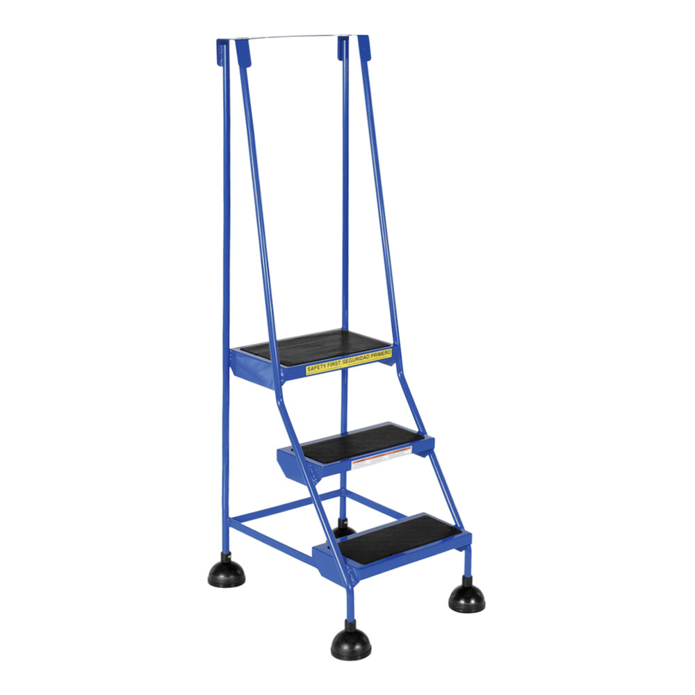 Vestil 16" x 11" x 28 11/16" Blue 3-Step Spring-Loaded Commercial ...