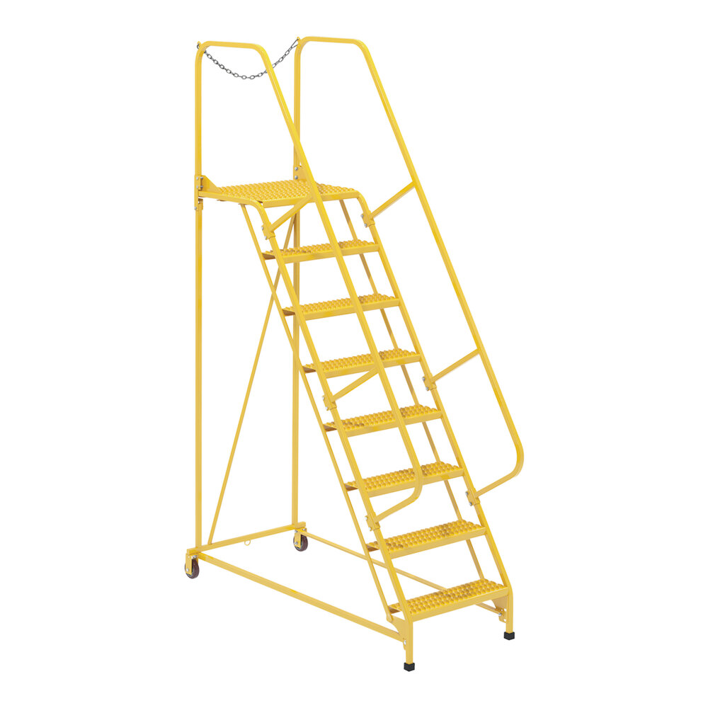 Vestil 24" x 21" x 80" Yellow 8-Step Steel Maintenance Ladder with Grip ...