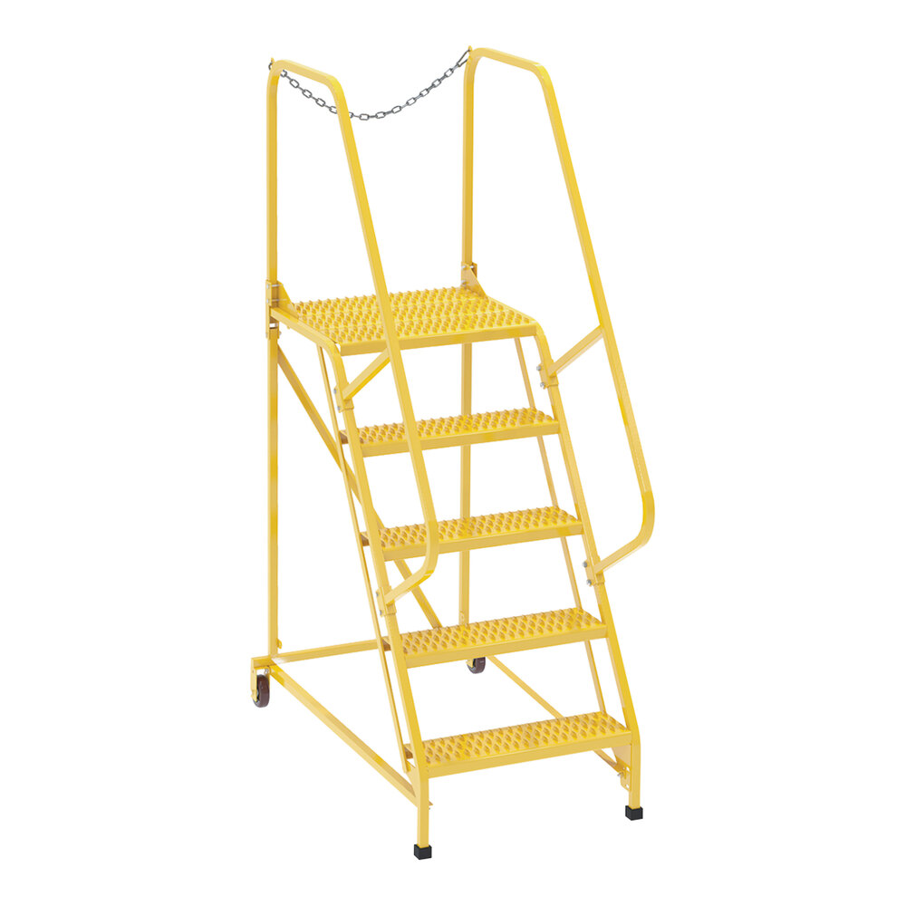 Vestil 24" x 21" x 50" Yellow 5-Step Steel Maintenance Ladder with Grip ...